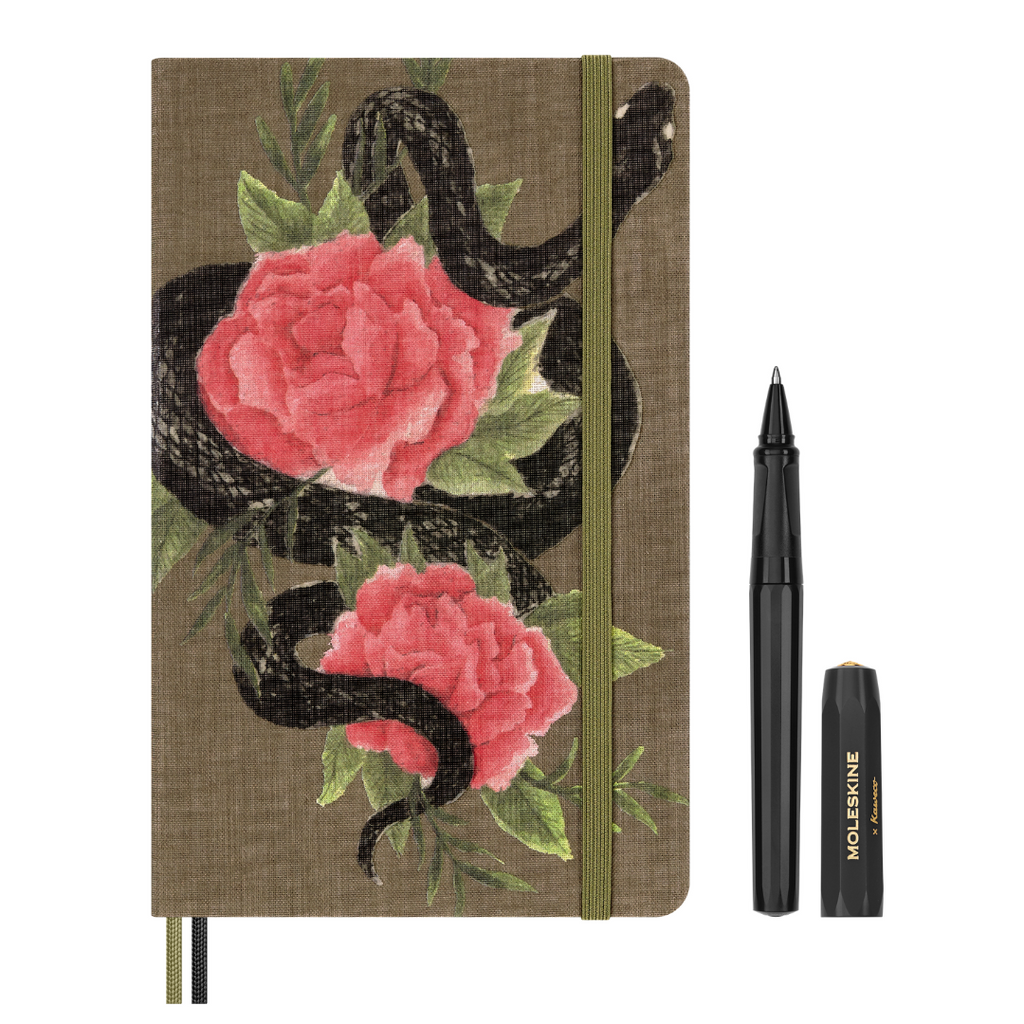 Gift Box libreta de serpiente con rosas grande hoja rayada pasta dura ...