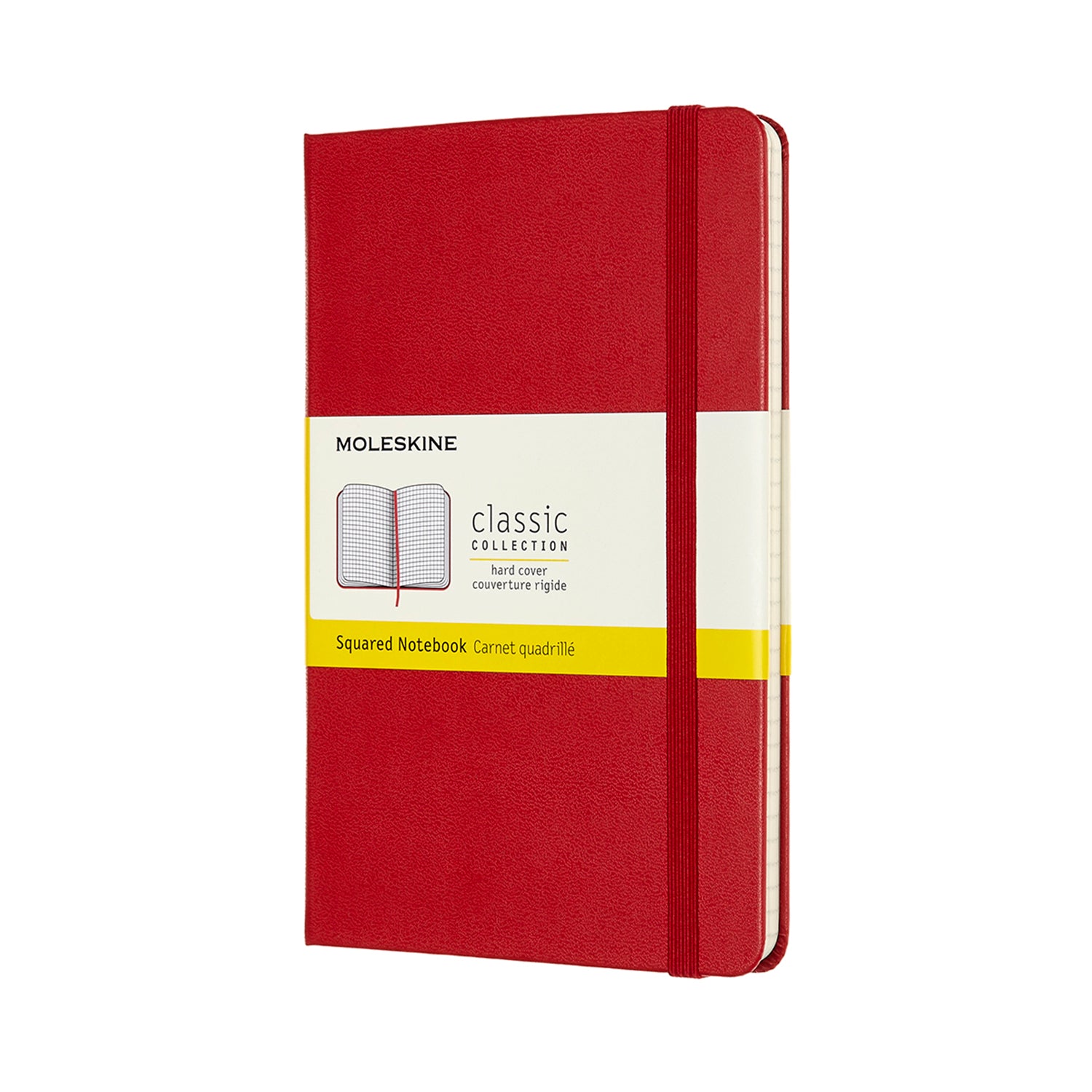 Libreta clásica mediana roja hoja cuadriculada pasta dura – Moleskine
